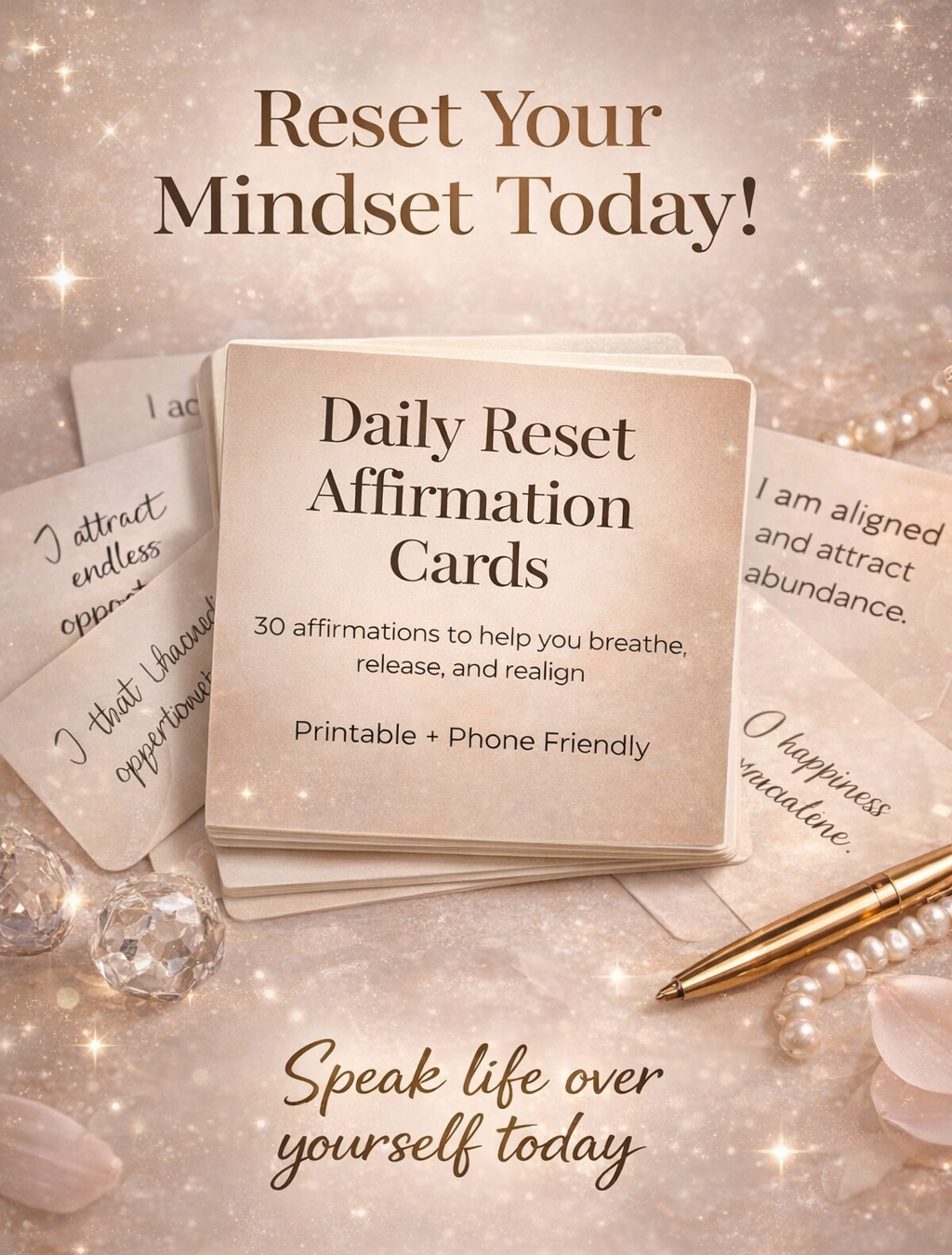 Daily Reset Affirmation Cards Mindset, Healing & Growth – Bougie